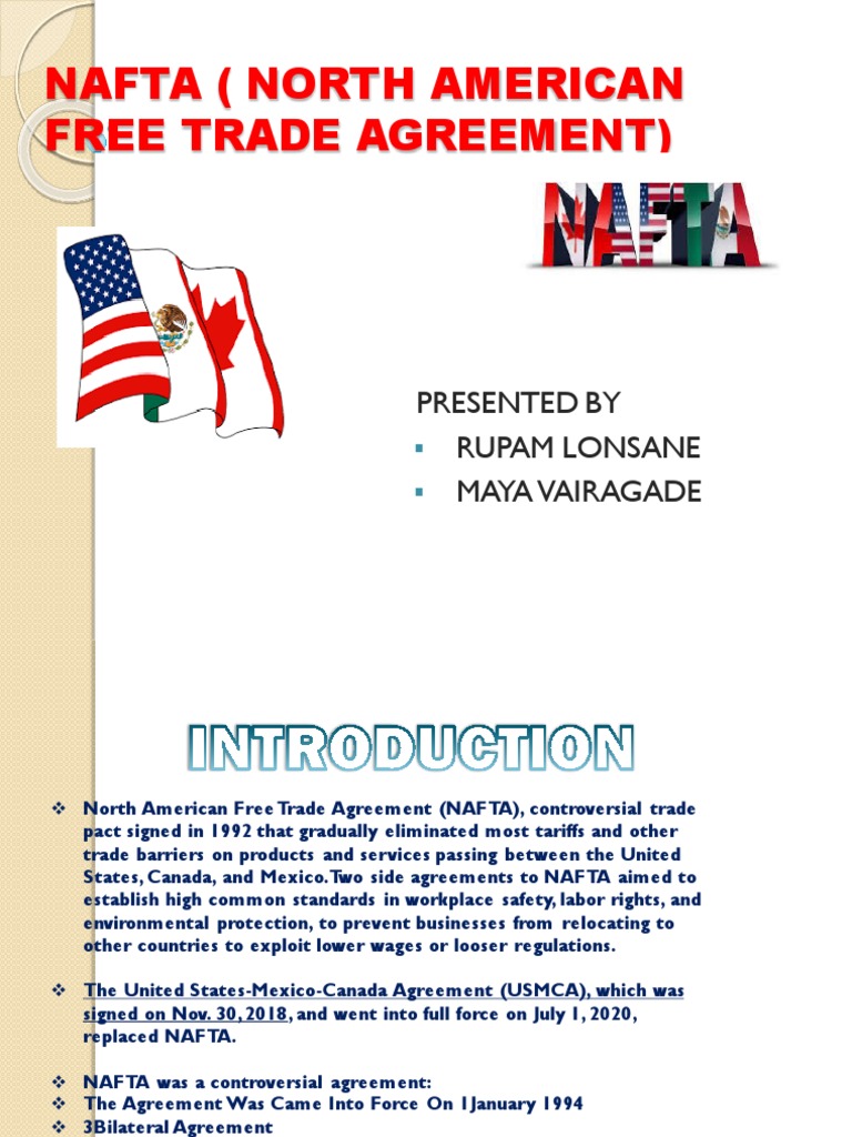 Nafta (North American Free Trade Agreement) Rupam and Maya | PDF ...