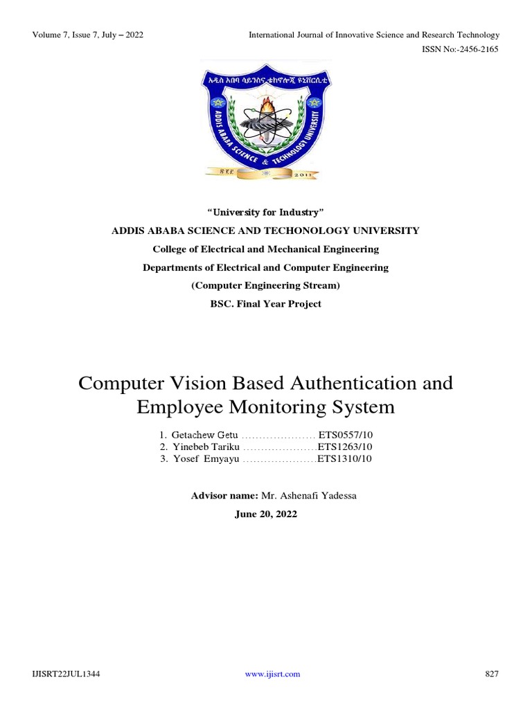 Computer Vision Based Authentication and Employee Monitoring System ...