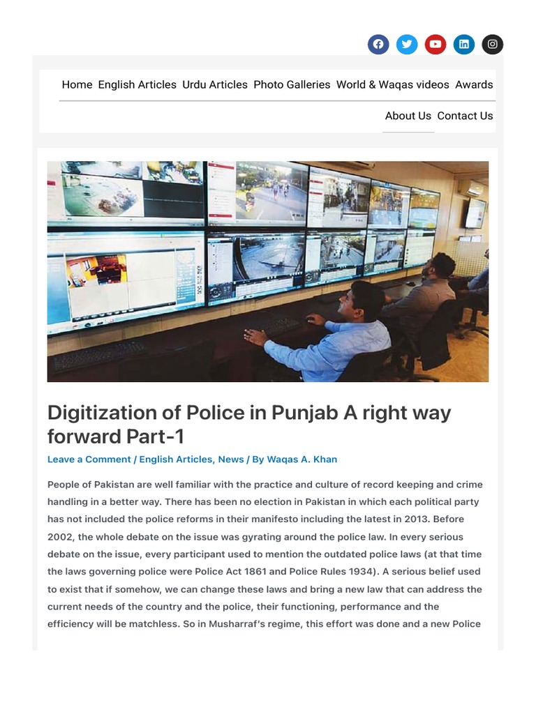 Digitization of Police in Punjab A right way forward Part-1 - Waqas A ...