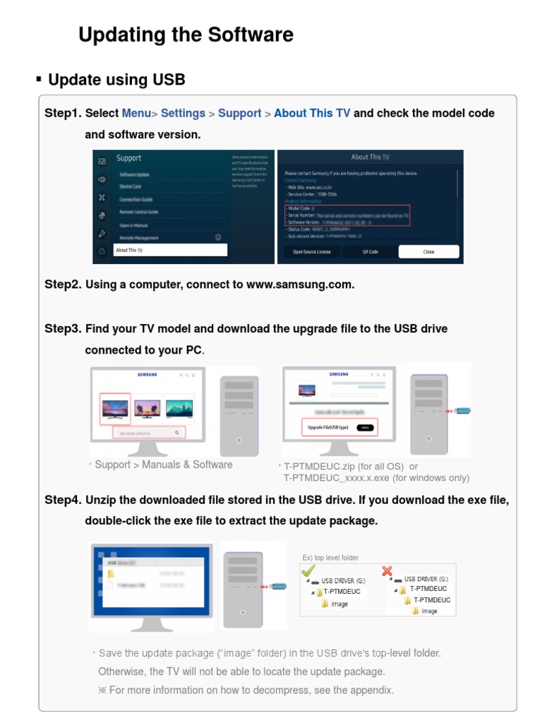 Samsung TV USB Software Update Guide | PDF | Computer File | Usb Flash ...