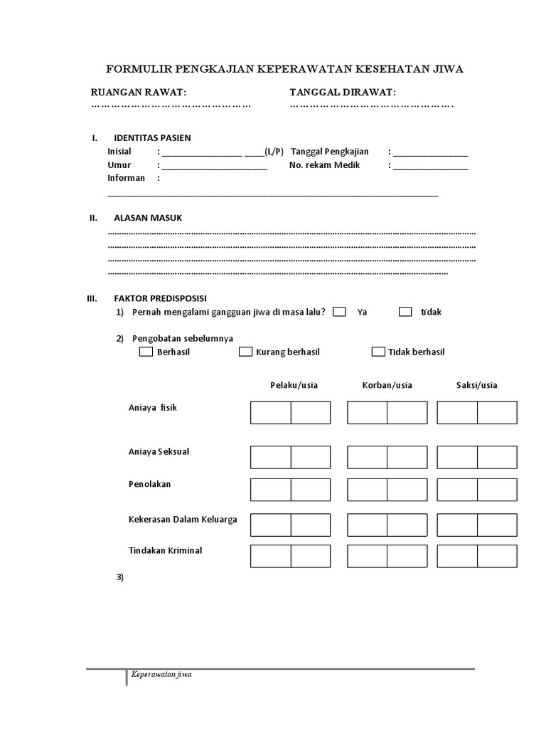 Pengkajian Keperawatan Jiwa Lengkap | PDF | Komputer