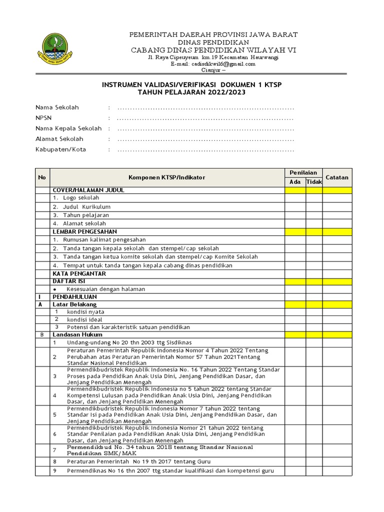 INSTRUMEN VALIDASI KTSP SMK - New | PDF | Karier & Perkembangan