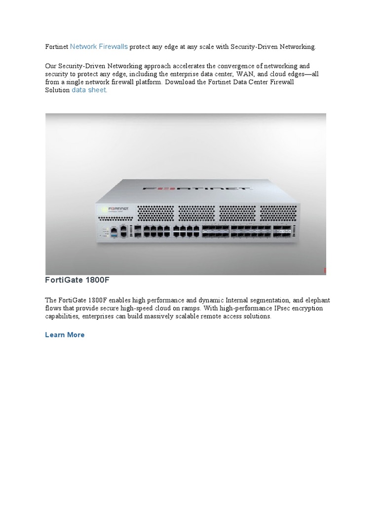 Network Firewalls: Fortigate 1800F | PDF | Computer Network | Cloud Computing