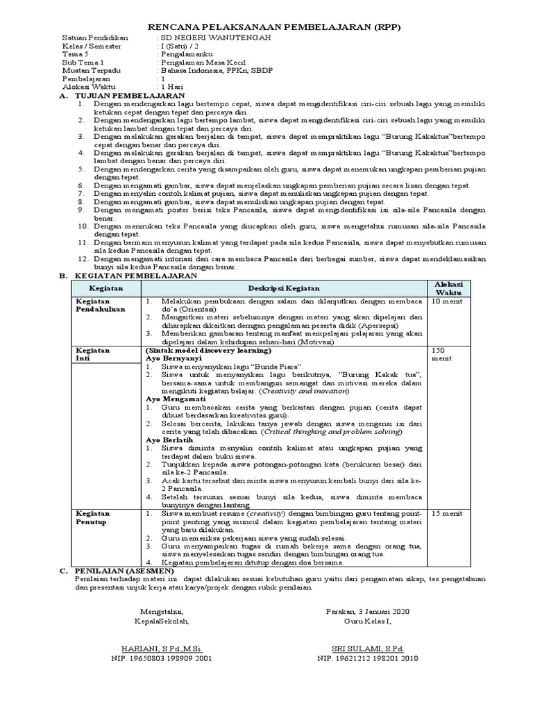RPP Tema 5, 2020 | PDF