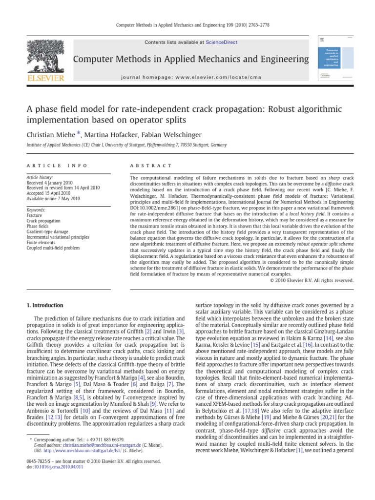 Computer Methods in Applied Mechanics and Engineering: Christian Miehe ...