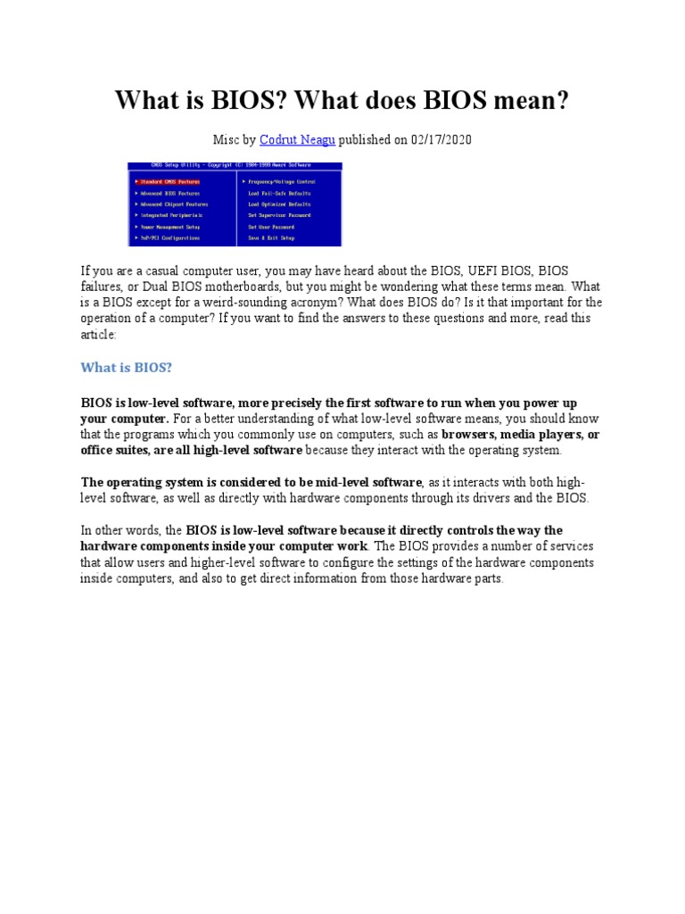 What is BIOS | PDF | Bios | Computer Hardware