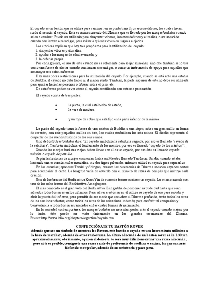 El Cayado Es Un Bastã N Que Se Utiliza para Caminar | PDF
