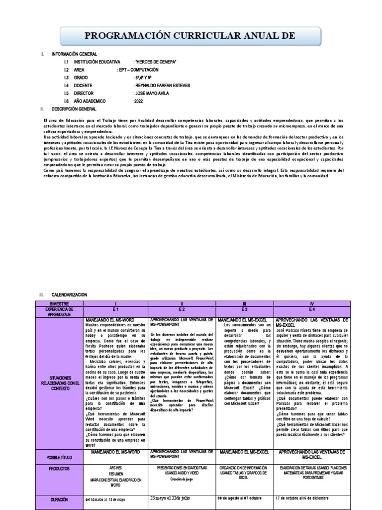 Programacion de Ept 3,4 y 5 | PDF | Microsoft Excel | Microsoft PowerPoint