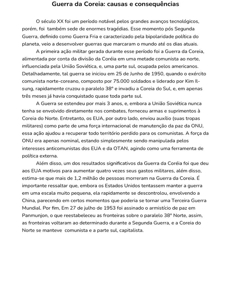 Guerra Da Coreia Causas E Consequências Pdf