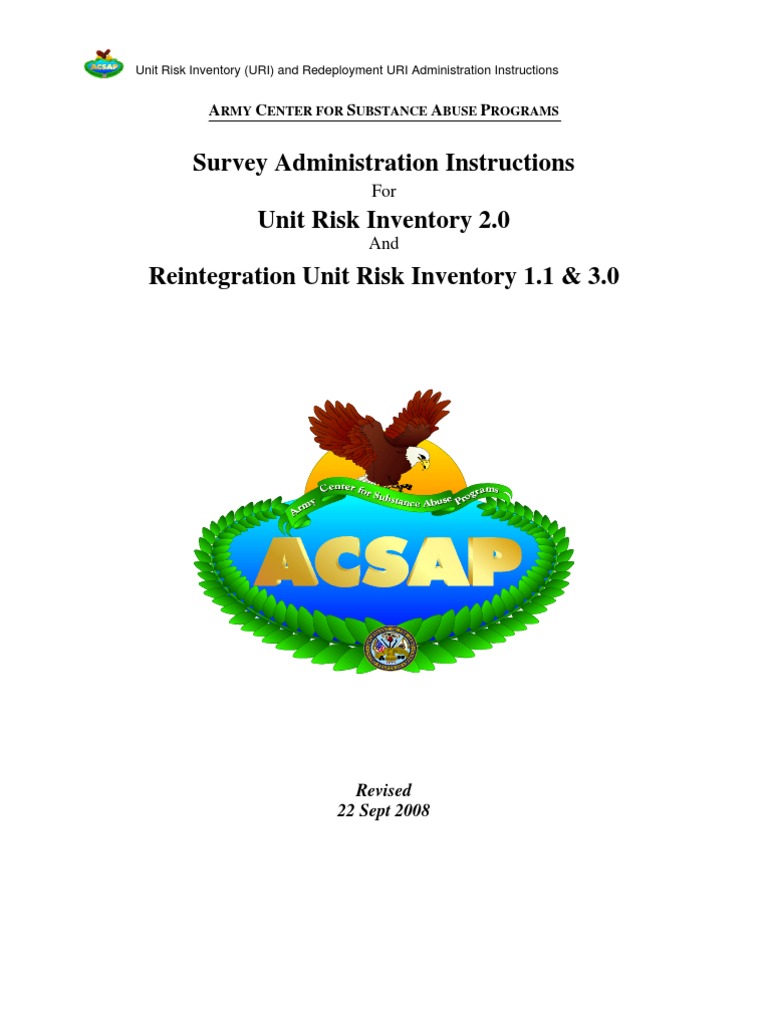 Survey Administration Instructions Unit Risk Inventory 2.0 ...