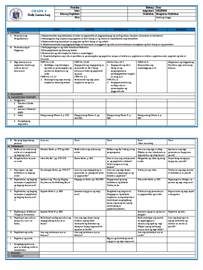 DLL Fil4 Q4 Week3 | PDF