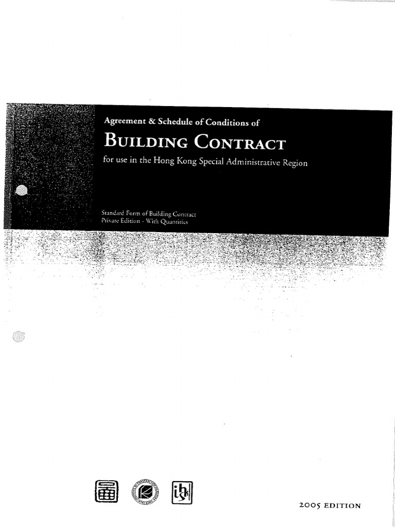 Standard Form Of Building Contracts 2005 Edition Agreement Schedule Of