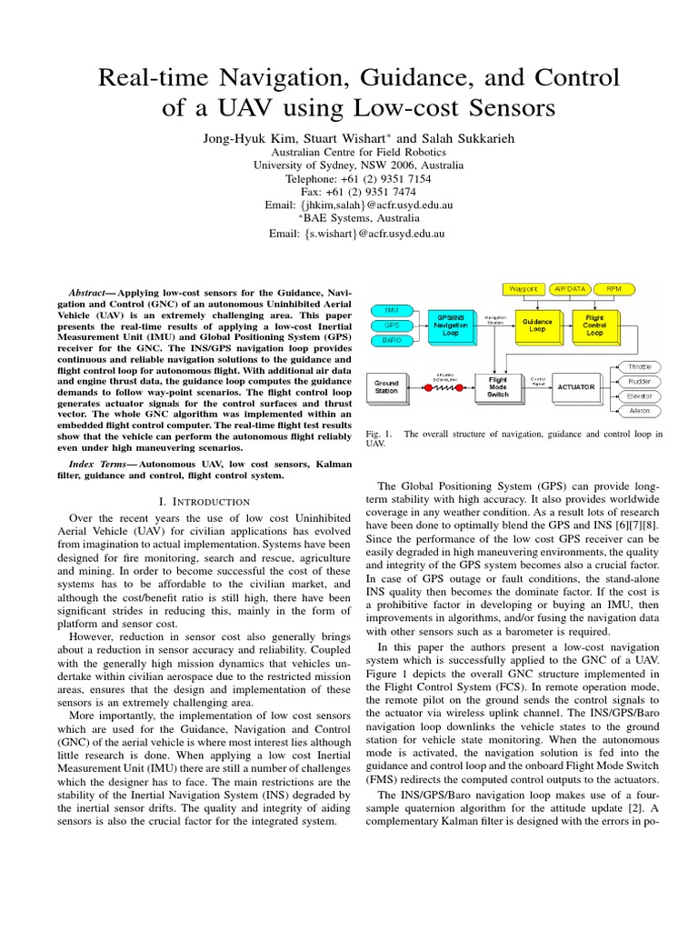 Real-Time Navigation, Guidance, and Control of A UAV Using Low-Cost Sensors | PDF | Inertial ...
