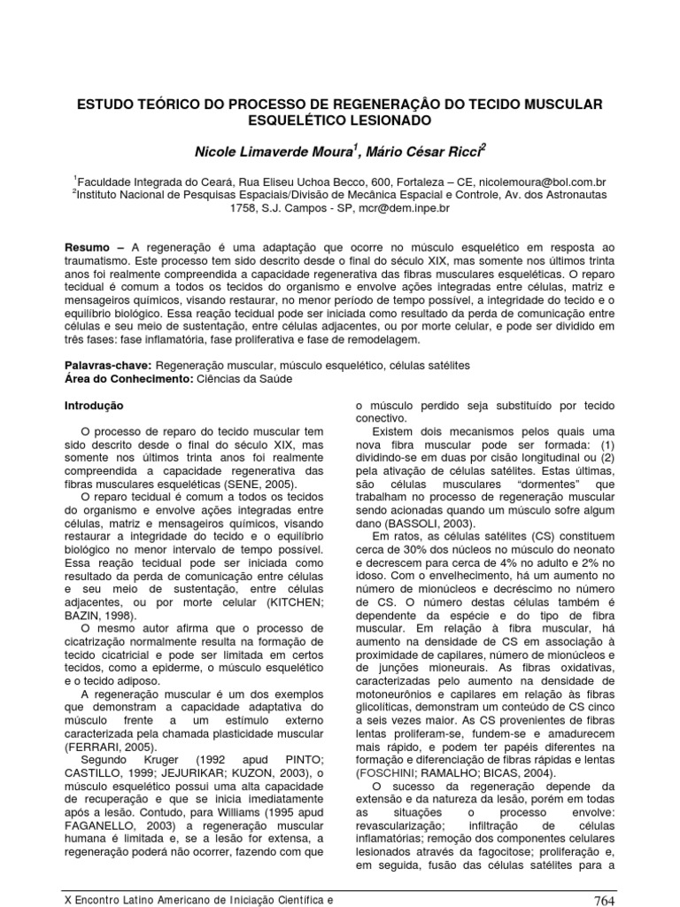 Regeneração do Tecido Muscular Esquelético | PDF | Regeneração ...