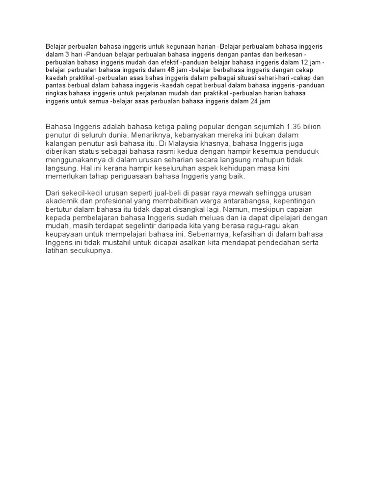 Panduan Perbualan Harian Bahasa Inggeris | PDF | Kajian Bahasa Asing