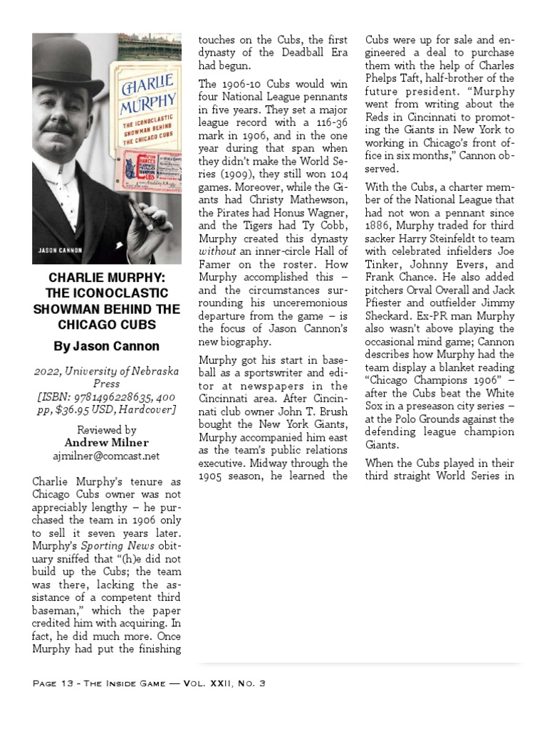 Charlie Murphy Book Review | PDF | Chicago Cubs | Governing Bodies Of ...