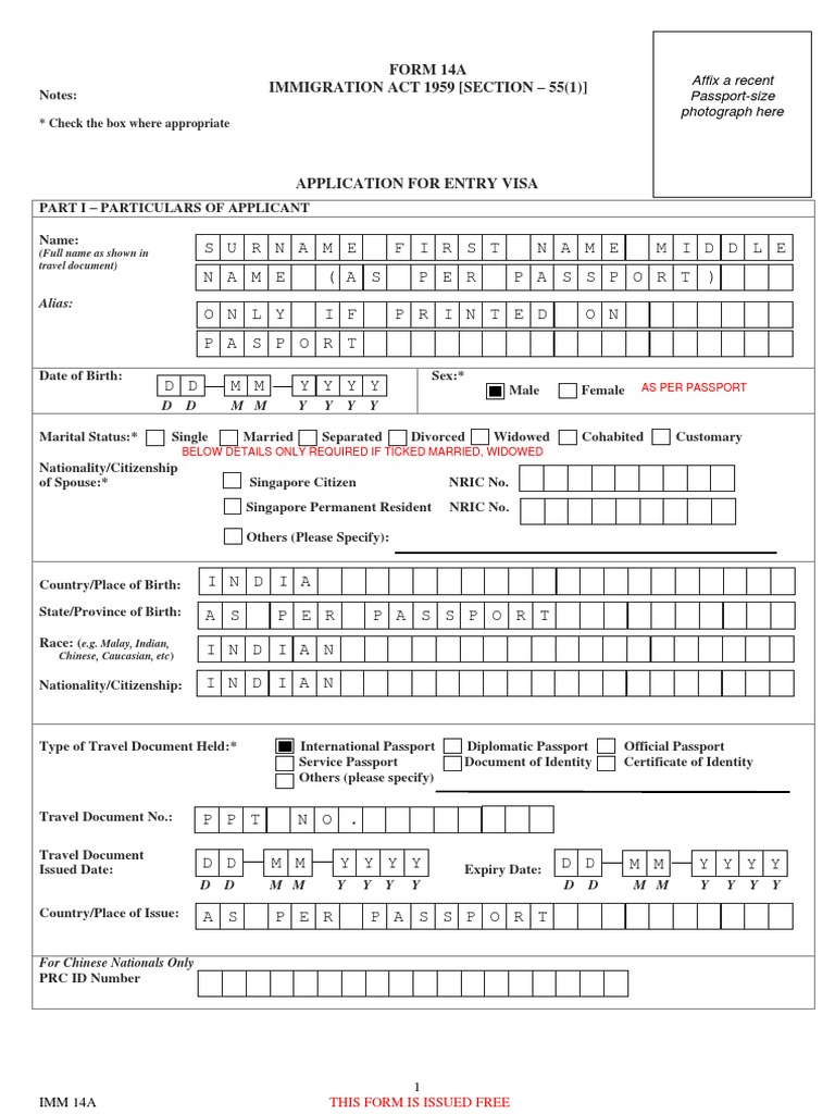 SAMPLE FORM 14a-Signed | Download Free PDF | Passport | Travel Visa