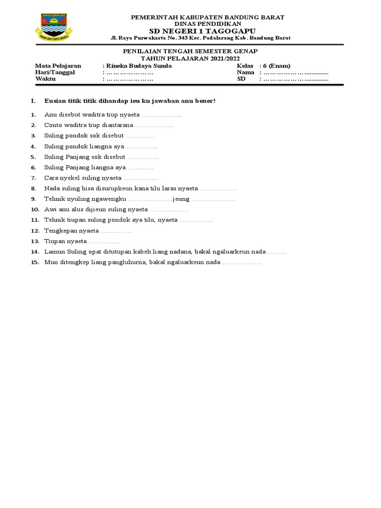 PTS Kelas 6 RBS | PDF | Karier & Perkembangan | Olahraga & Rekreasi