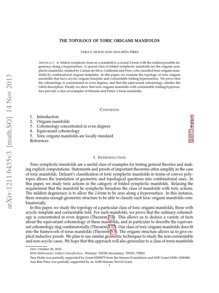 The Topology of Toric Origami Manifolds | PDF | Differentiable Manifold ...