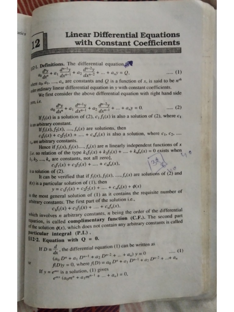 Linear Diff. Eq - With Constant Coefficient | PDF