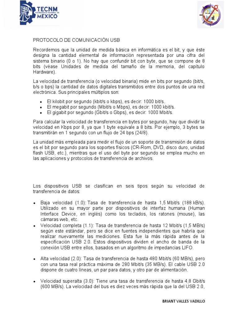 Protocolo de Comunicacion Usb | PDF | USB | Electrónica