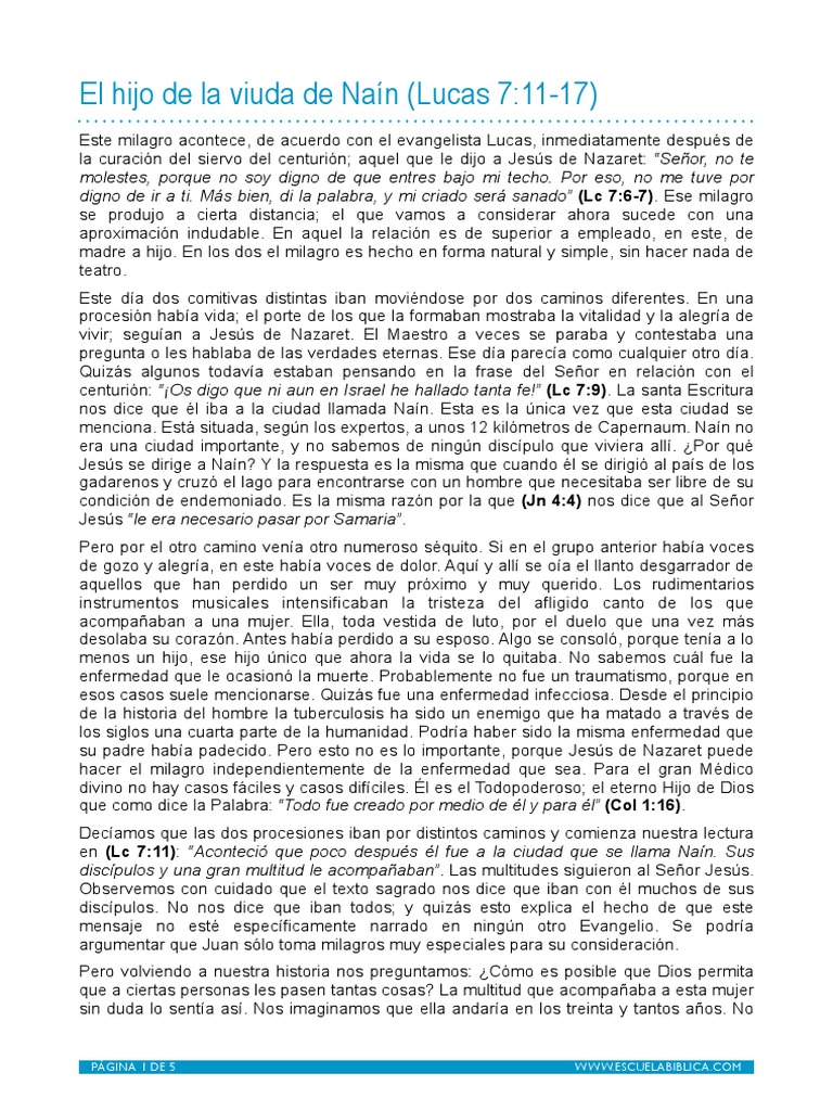 El Hijo de La Viuda de Nain | PDF | Jesús | Cristo (título)