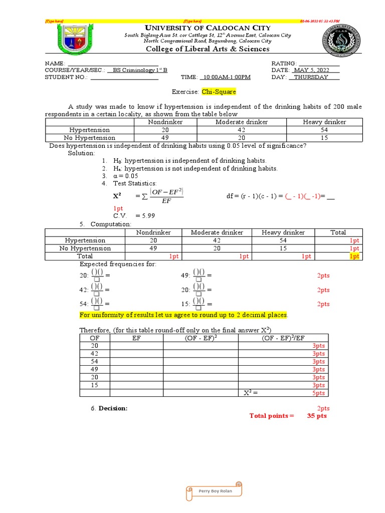 Exercise#12 Chi Square 1 | PDF | Statistical Theory | Statistics