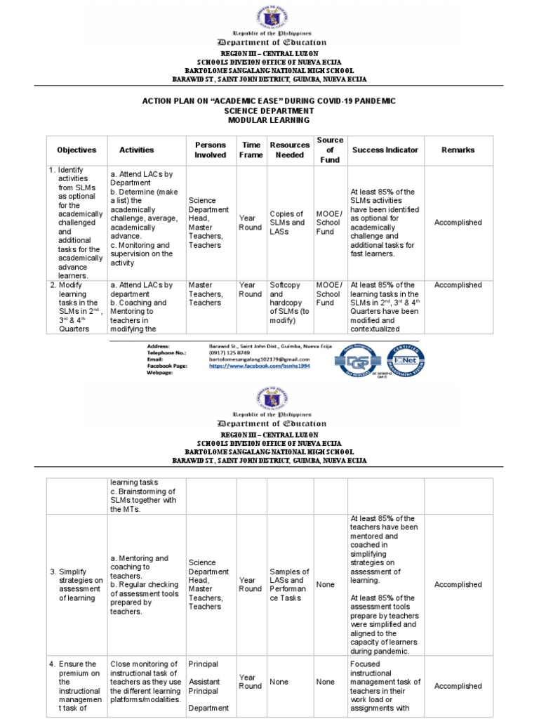 modular-action-plan-FOR-OBJ-13 | PDF | Teachers | Learning
