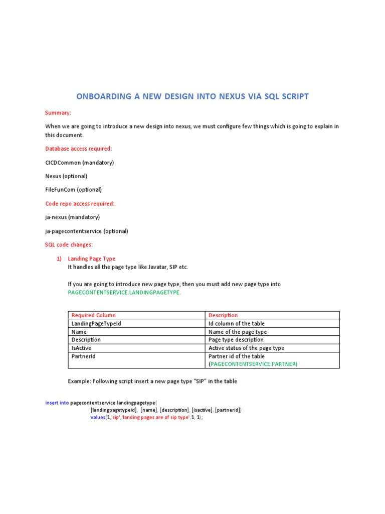 Onboarding New Design Into Nexus Via Sql Script Pdf Sql Computer 4288