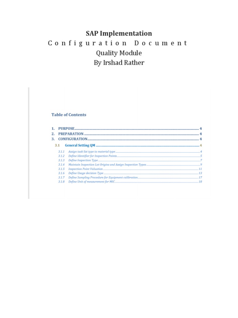 Configuration Document Quality Module by Irshad Rather: SAP ...