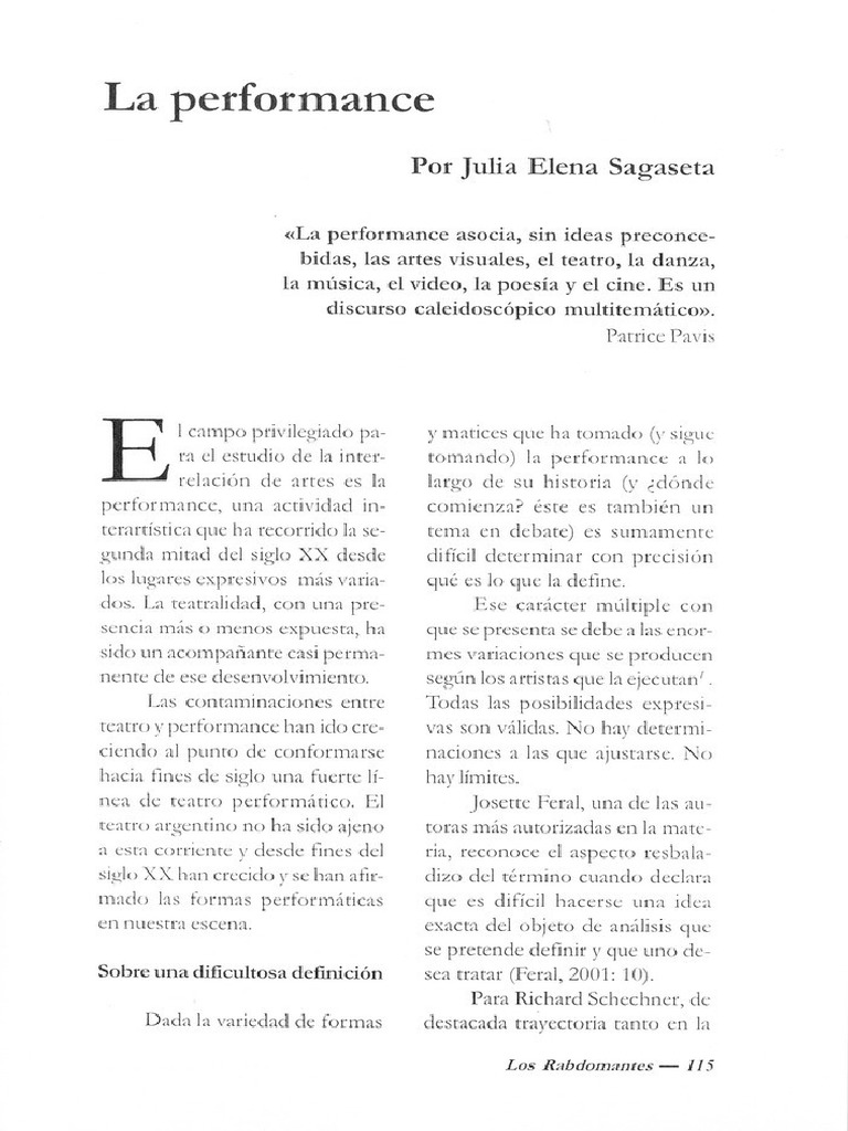 La Performance - Sagaseta | PDF