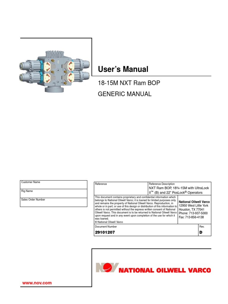 User's Manual: 18-15M NXT Ram BOP Generic Manual | PDF | Mechanical Engineering | Manufactured Goods