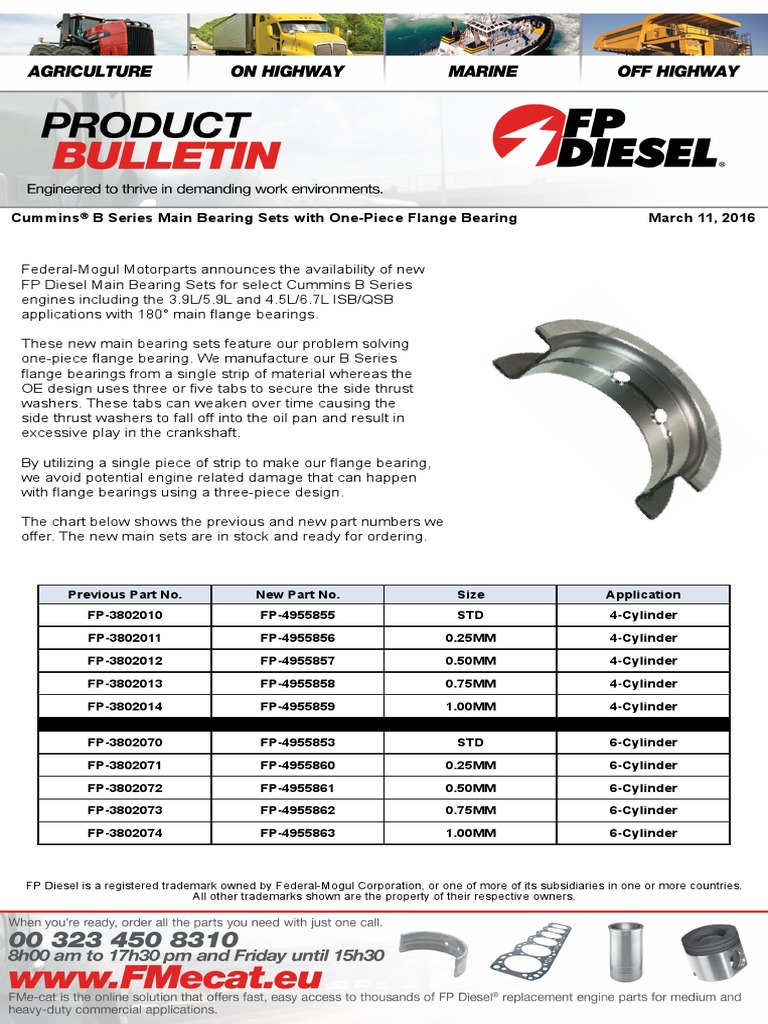 FP DIESEL Product-Bulletin_Cummins_3-11-16_EU | PDF | Engines | Vehicle ...