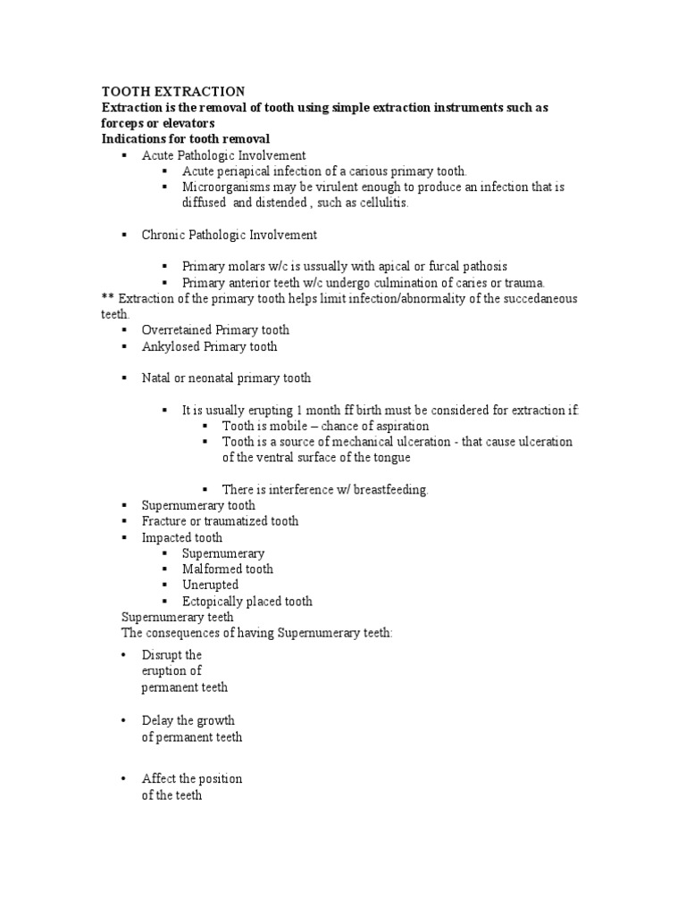 Tooth Extraction Notes | PDF | Causes Of Death | Health Care