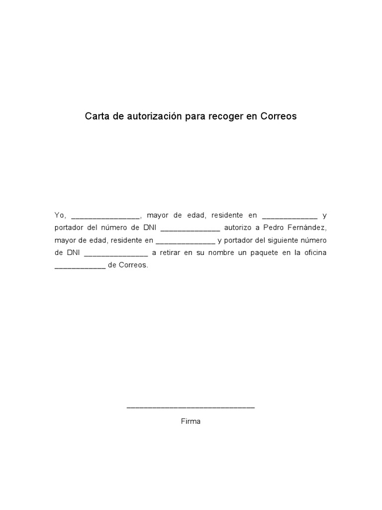 Carta de Autorizacion para Recoger en Correos | PDF