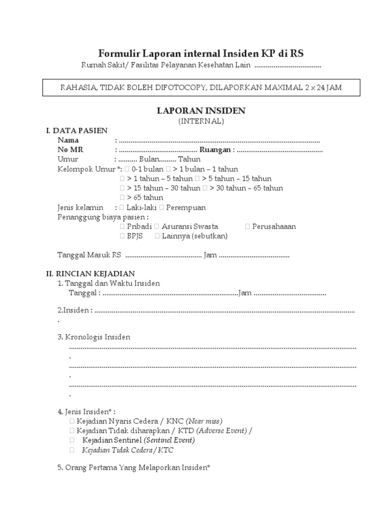 Form Laporan Internal IKP RS 2022-2 | PDF | Pengelolaan Keuangan & Uang