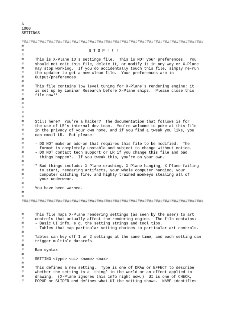 X-Plane 10 Rendering Settings File Documentation | PDF | Shader | Computing X-Plane 10 Rendering Settings File Documentation | PDF | Shader | Computing