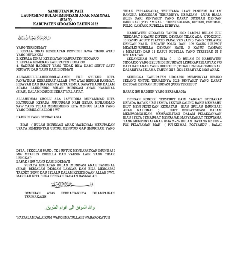 Sambutan Bupati | PDF