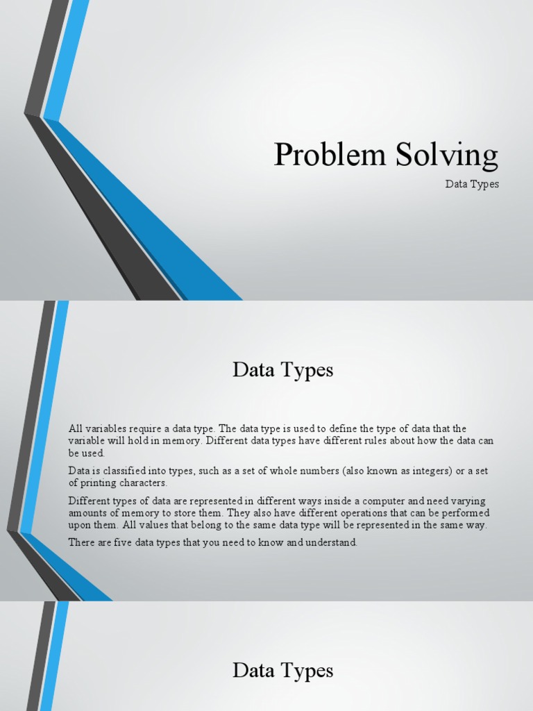 Problem Solving: Data Types | Download Free PDF | Data Type | Variable ...