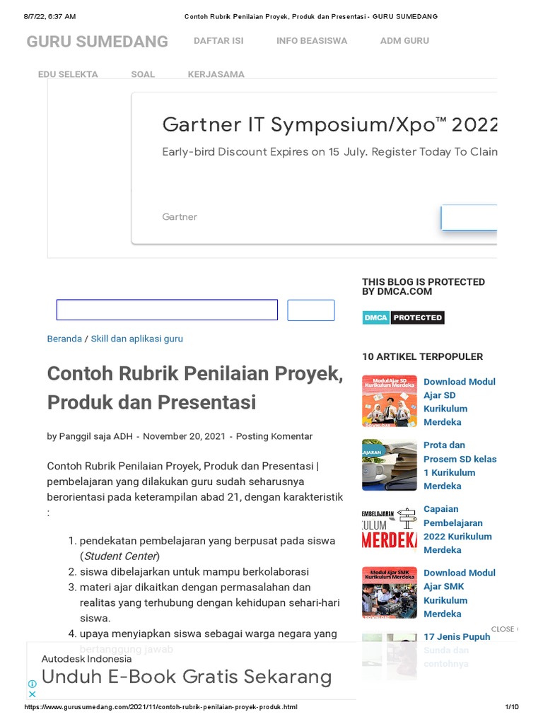 Contoh Rubrik Penilaian Proyek, Produk Dan Presentasi - GURU SUMEDANG | PDF Contoh Rubrik Penilaian Proyek, Produk Dan Presentasi - GURU SUMEDANG | PDF