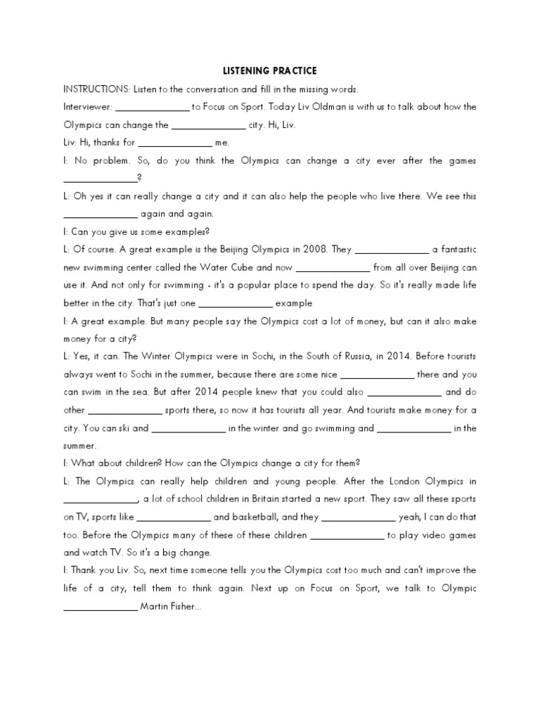 Listening Olympics | PDF