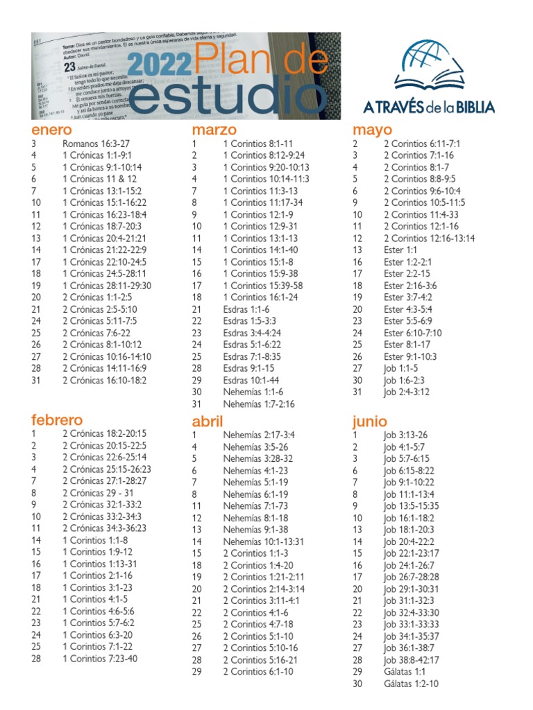 Plan anual de lectura bíblica y estudio para 2022 | PDF | Libros ...