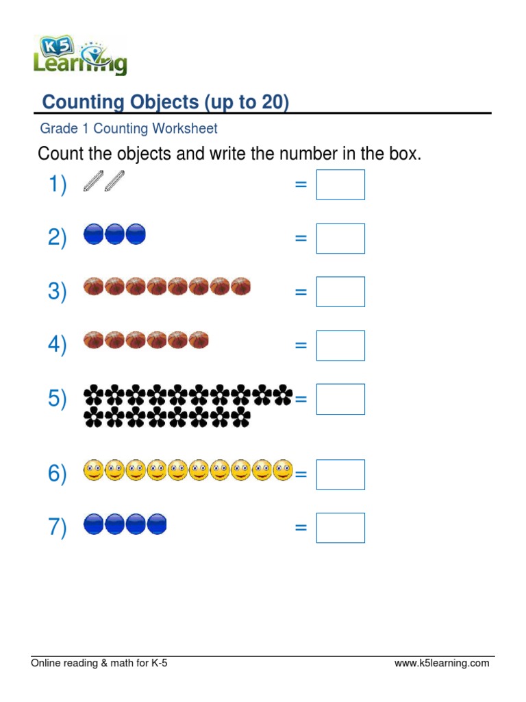1st Grade Counting Objects To 20 A | PDF