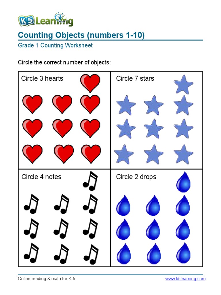 1st Grade Counting Objects 1 | PDF