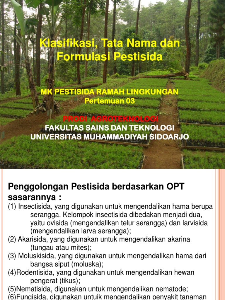 KLASIFIKASI DAN PENGGUNAAN PESTISIDA BERDASARKAN SASARAN, CARA KERJA ...