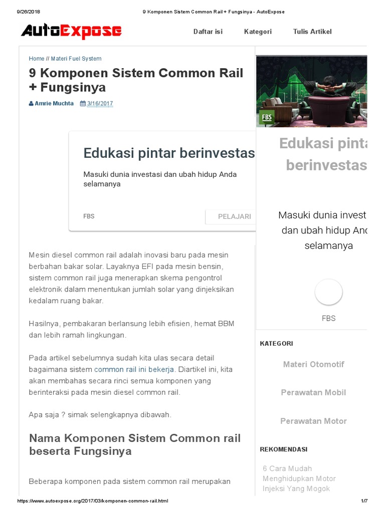 9 Komponen Sistem Common Rail + Fungsinya - AutoExpose | PDF
