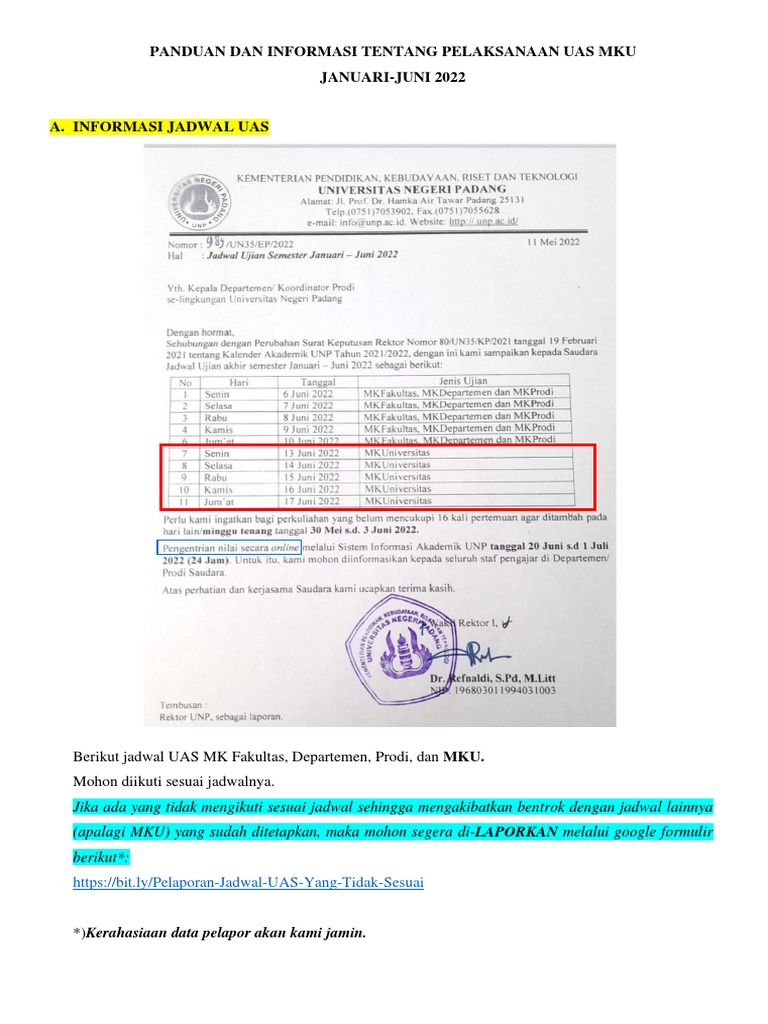 Panduan UAS Jan-Jun 2022 Untuk Dosen Dan Mahasiswa | PDF