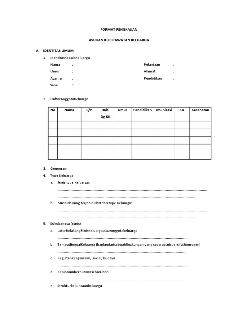 Format Pengkajian Askep Keluarga | PDF
