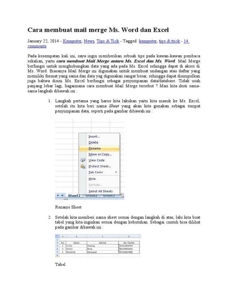 Cara Membuat Mail Merge Ms | PDF