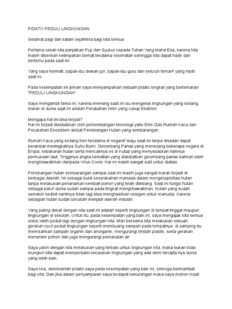 Contoh Pidato Peduli Lingkungan: Inspiratif & Menyentuh - LKomBis